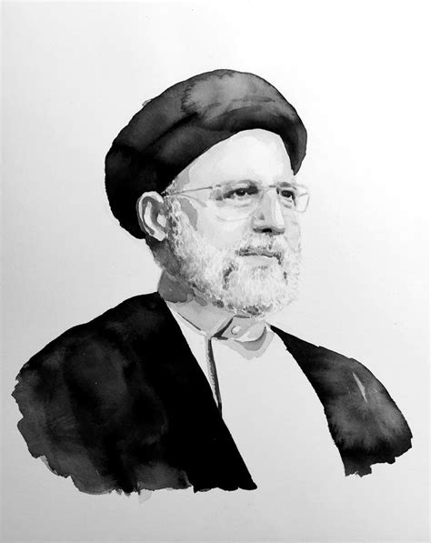 نقاشی با آبرنگ چهره شهید سید ابراهیم رئیسی