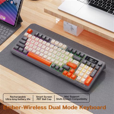 ZIYOULANG M96 Gaming Wireless Keyboard PBT Keycap Color Backlit Keyboard WIth Screen Shopee