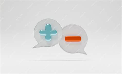 3d 렌더에 의한 긍정적이고 부정적인 사고 방식과 행복한 삶의 개념을 위한 메시지 채팅 상자 내부의 플러스 및 마이너스 기호 프리미엄 사진