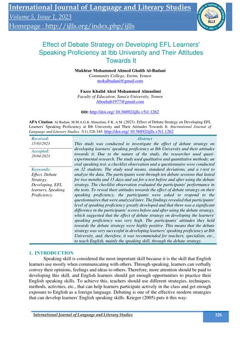 Pdf Effect Of Debate Strategy On Efl Learners Speaking Proficiency