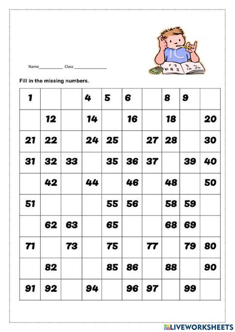 Fill In The Missing Numbers Exercise For Grade 2 Missing Numbers
