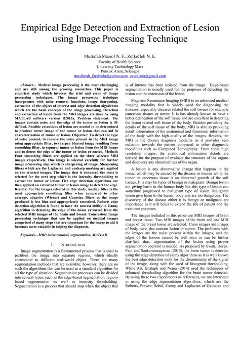 Empirical Edge Detection And Extraction Of Lesion Using Image Processing Technique Pdf