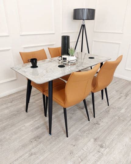 Flora Leather Dining Chair In Pair Billboard Furniture