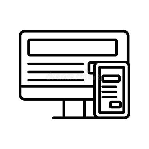 Responsive Design Linear Logo Mark In Black And White Stock Vector Illustration Of Data