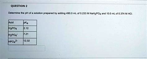 solved question 2 determine the ph of a solution prepared by adding