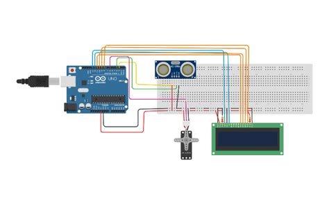Circuit Design Sensor Ultrasonico Com Servo Motor Tinkercad