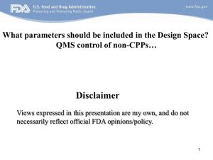 Critical Quality Attributes Process Parameters FDA Presentation