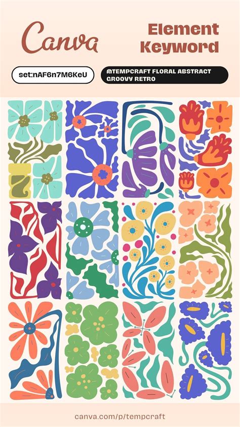 Canva Elements Keyword Floral Abstract Groovy Retro Set NAF6n7M6KeU Graphic Shapes Design