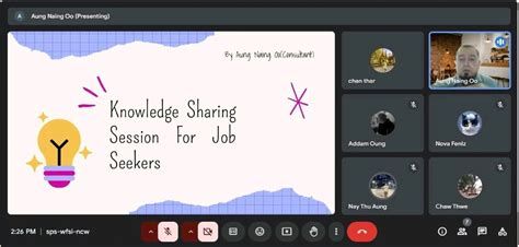 မင်္ဂလာပါခင်ဗျာ။ ကျွန်တော်ရဲ့ ဒီနေ့ပြုလုပ်ခဲ့တဲ့ Knowledge Sharing Session For Job Seekers ခေါင