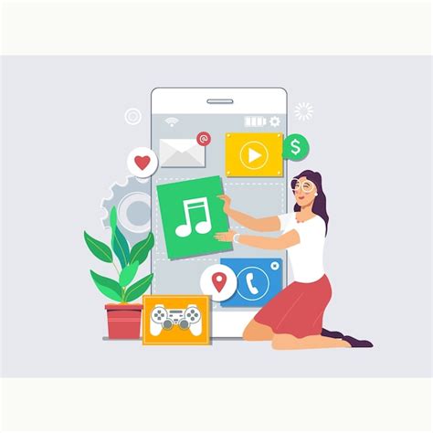 모바일 애플리케이션 개발 및 설계 프로세스 개념 프리미엄 벡터