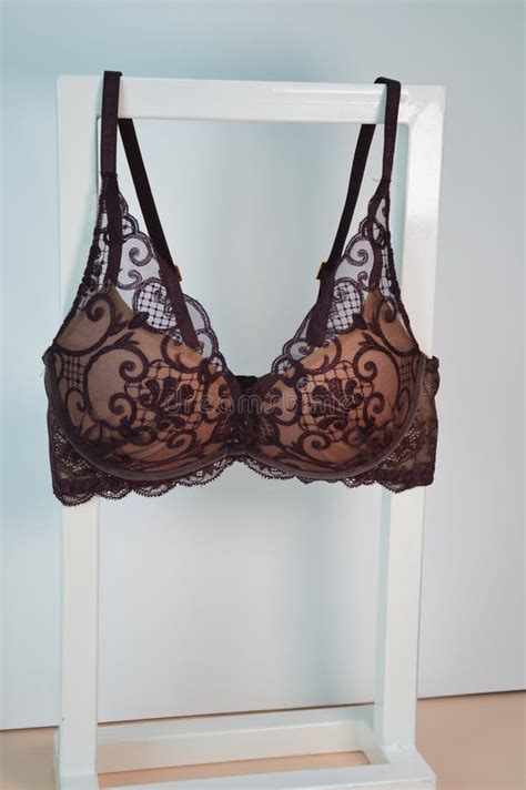 Lingerie Push Up Gray Bra On A Mannequin On A White Background Stock