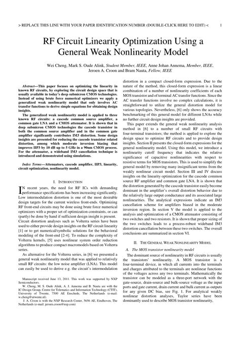 Pdf Rf Circuit Linearity Optimization Using A General Weak