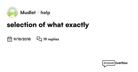 Selection Of What Exactly Mudlet