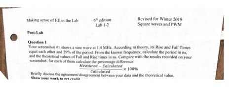 Solved Making Sense Of EE In The Lab 6 Edition Lab 1 2 Chegg Com