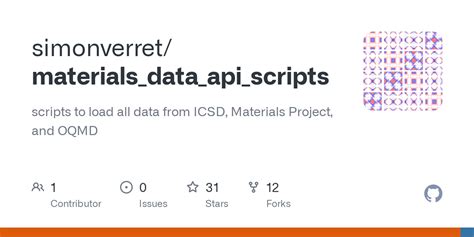 Github Simonverret Materials Data Api Scripts Scripts To Load All Data From Icsd Materials