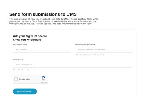 Send Webflow Form Submissions To CMS Webflow