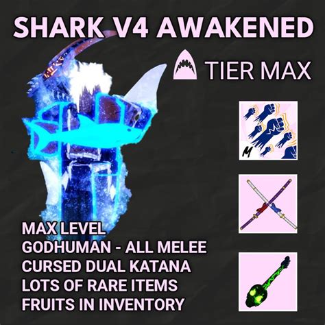 Blox Fruits Shark V4 Lvl 2550 Roblox Etsy