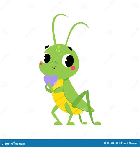 Cute Green Grasshopper Character Hold Heart Vector Illustration Stock Illustration Cute Green Grasshopper Character Hold Heart Vector Illustration Stock Illustration