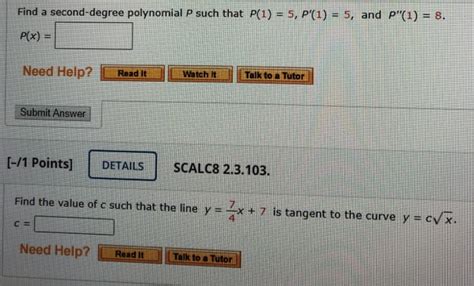 solved find a second degree polynomial p such that p 1 5