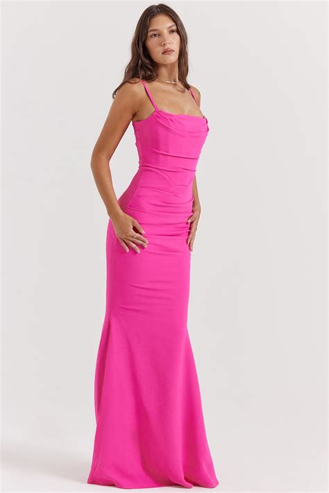 Clothing Maxi Dresses Milena Hot Pink Corset Maxi Dress