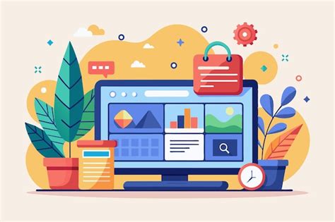 A Colorful Illustration Of A Desktop Computer Displaying A Customizable Website Surrounded By