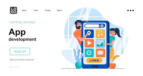 Premium Vector App Development Concept In Modern Flat Design Programmer Coding Program Code