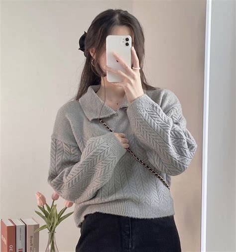7col 데일리 도톰 카라 니트 티셔츠서링마켓 40900원 브랜디 가을 패션 옷 스타일 의상 코디