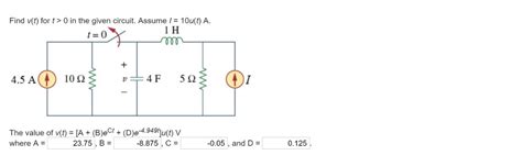 solved find v t for t 0 in the given circuit assume