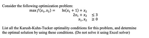 Solved Consider The Following Optimization Chegg