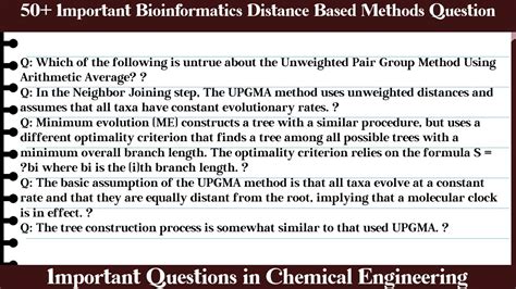 mcq questions bioinformatics distance based methods with answers youtube