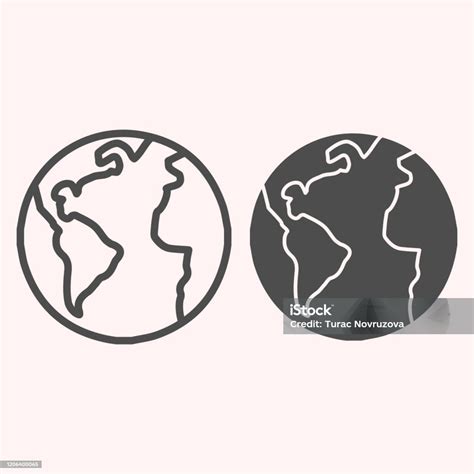 행성 지구 선과 문말 아이콘입니다 바다와 대륙과 세계관 천문학 벡터 디자인 개념 흰색 배경에 윤곽 스타일 그림 웹 및 응용 프로그램에 사용 Eps 10 지구본에 대한 스톡