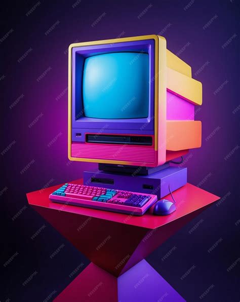 A Colorful Computer Monitor With A Purple Background And A Purple Background Premium Ai