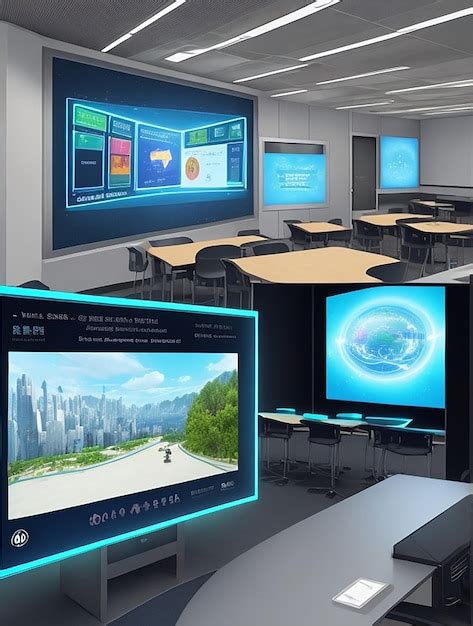 Premium Photo Futuristic Classroom Immersion Virtual Reality Education