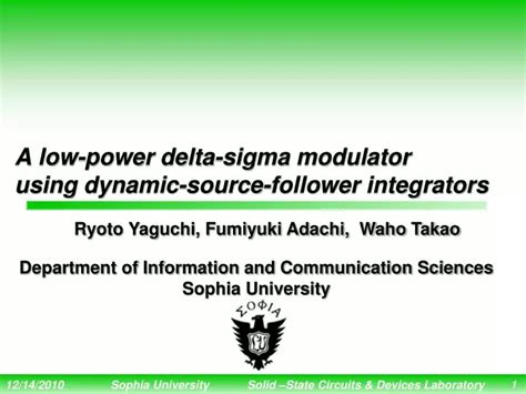 Ppt A Low Power Delta Sigma Modulator Using Dynamic Source Follower Integrators Powerpoint