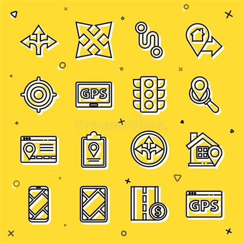 Set Line Gps Device With Map Location House Search Location Route Target Sport Road Traffic