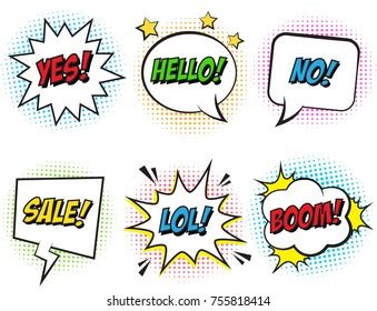 Retro Colorful Comic Speech Bubbles Set Stock Vector (Royalty Free) 1316676065 | Shutterstock