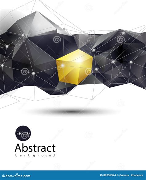 Abstract Triangles Space Low Poly Polygonal Background With Connecting