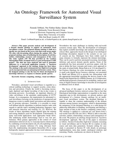 Pdf An Ontology Framework For Automated Visual Surveillance System