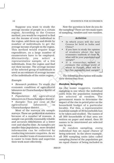 Ncert Book For Class 11 Economics Statistic Economics Chapter 2 Collection Of Data Indcareer