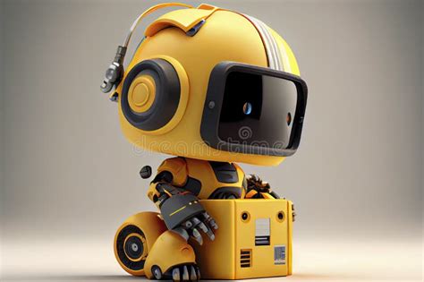 Engineer Robot With 3d Rendering Cute And Small Artificial Intelligence Assistant Robot Wear