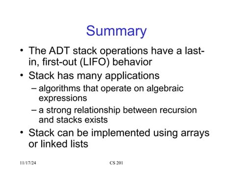 cs201 list stack queue linked lists ppt