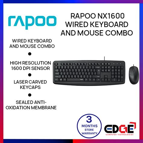 Edge Rapoo Nx1600 Wired Keyboard And Mouse Combo Shopee Philippines