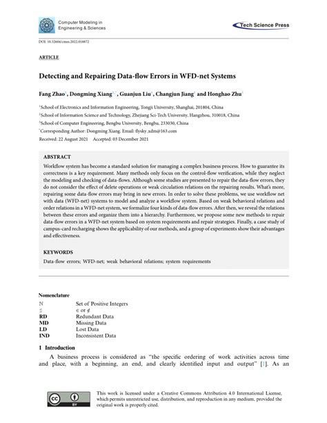 Pdf Detecting And Repairing Data Flow Errors In Wfd Net Systems