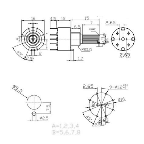 2 полюса 3/4 позиции SR16 16 мм пластиковый поворотный переключатель ...