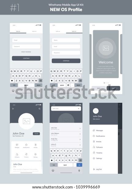 Wireframe Kit Mobile Phone Mobile App Stock Vector Royalty Free Shutterstock