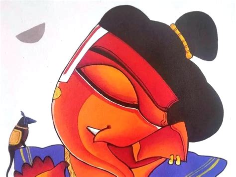 Lord Ganapati With Mushak Acrylic On Paper By Arvind Mahajan