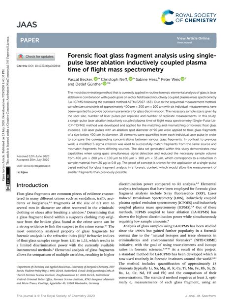 Pdf Forensic Float Glass Fragment Analysis Using Single Pulse Laser