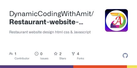 GitHub DynamicCodingWithAmit Restaurant Website Design Html Css Javascript Restaurant Website