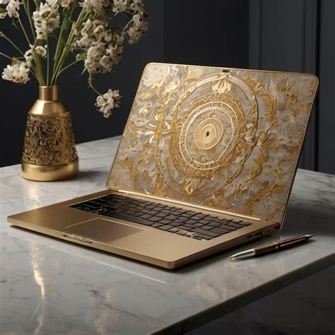 Laptop Blank Screen Mockup Premium Ai Generated Image