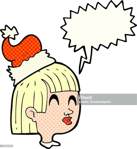 자유형 그린 만화책 연설 거품 크리스마스 모자를 쓴 만화 소녀 귀여운에 대한 스톡 벡터 아트 및 기타 이미지 귀여운 기이함